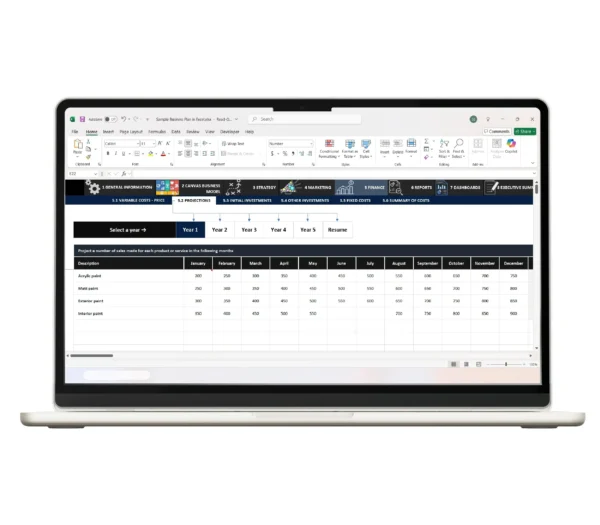 Business Plan Excel Spreadsheet
